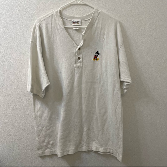 Disney | Shirts | Disney Mickey Mouse Henley Shirt White Large | Poshmark